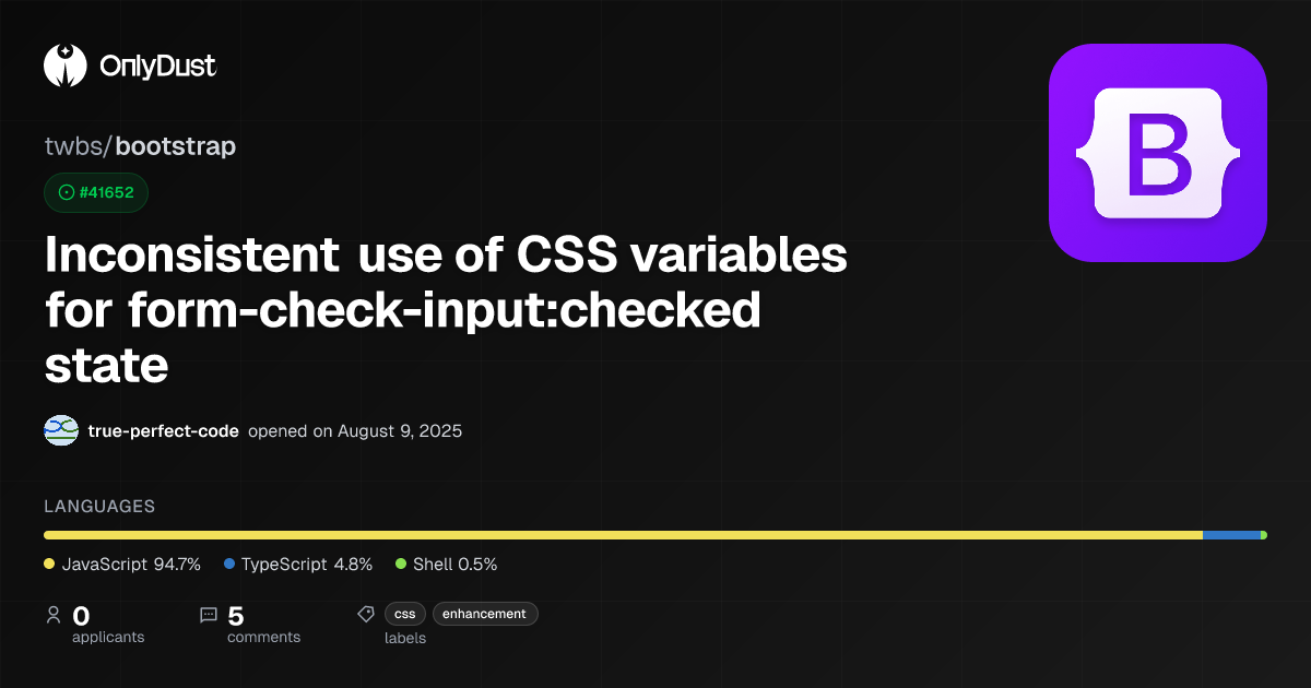 Inconsistent use of CSS variables for form-check-input:checked state ...