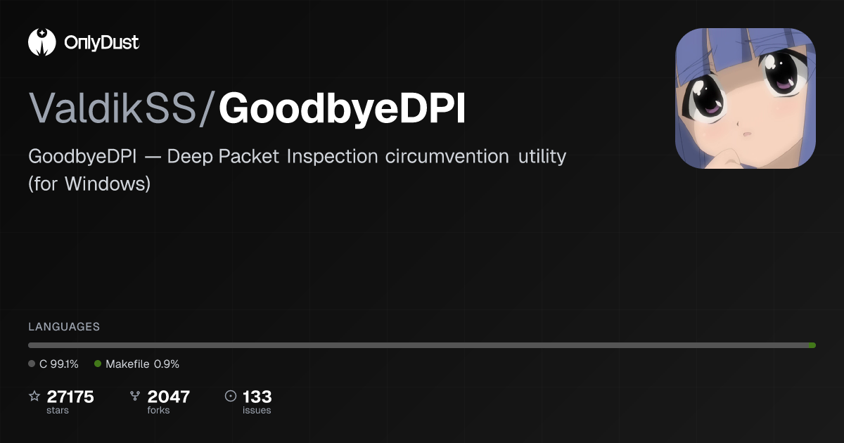 GoodbyeDPI – Open Source Repository - OnlyDust